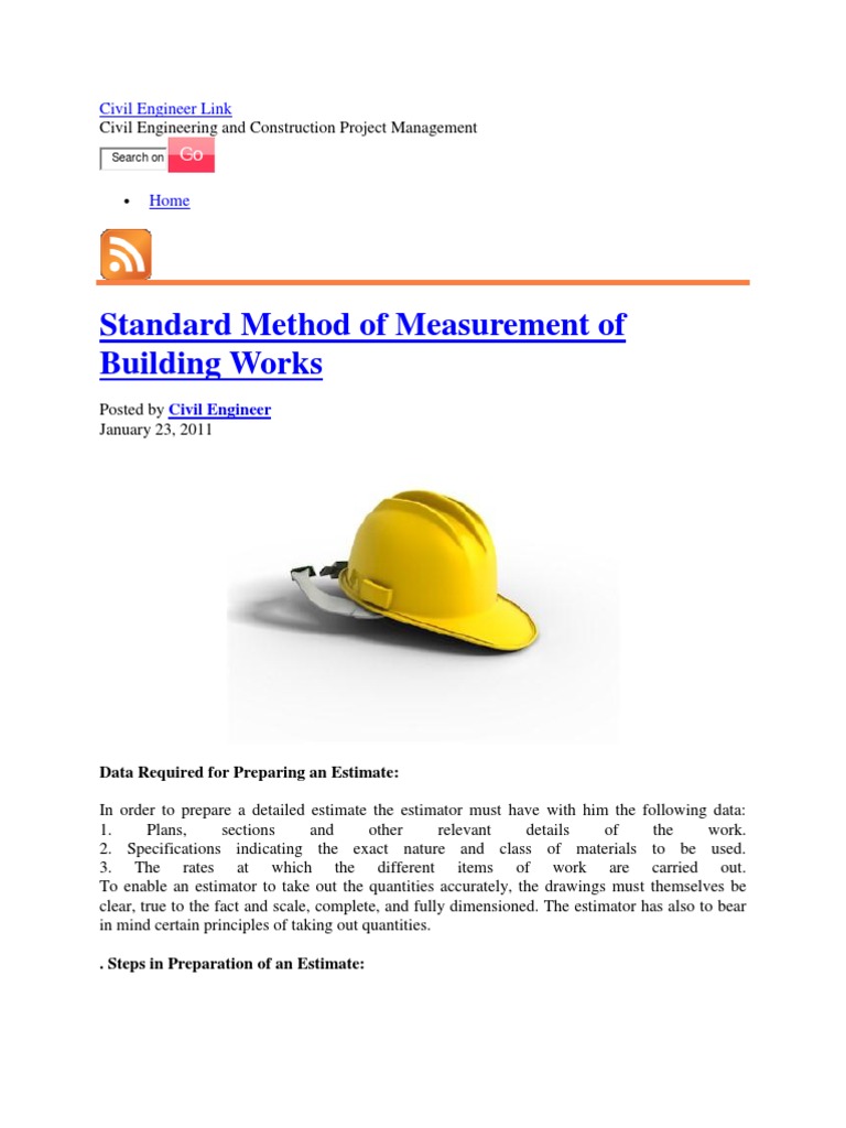 Standard Method of Measurement of Building Works: Civil Engineer Link ...