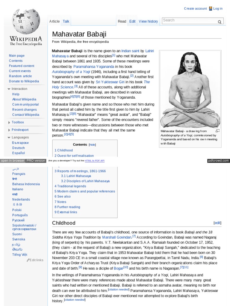 En Wikipedia Org Wiki Mahavatar Babaji | PDF | Hindu Behaviour And Experience | Nondualism