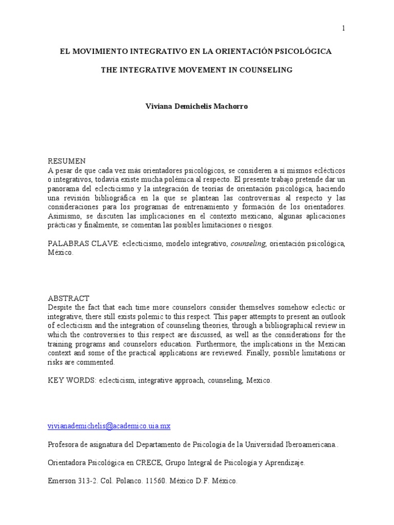 Modelo Integrativo | Psicoterapia | Psicoanálisis