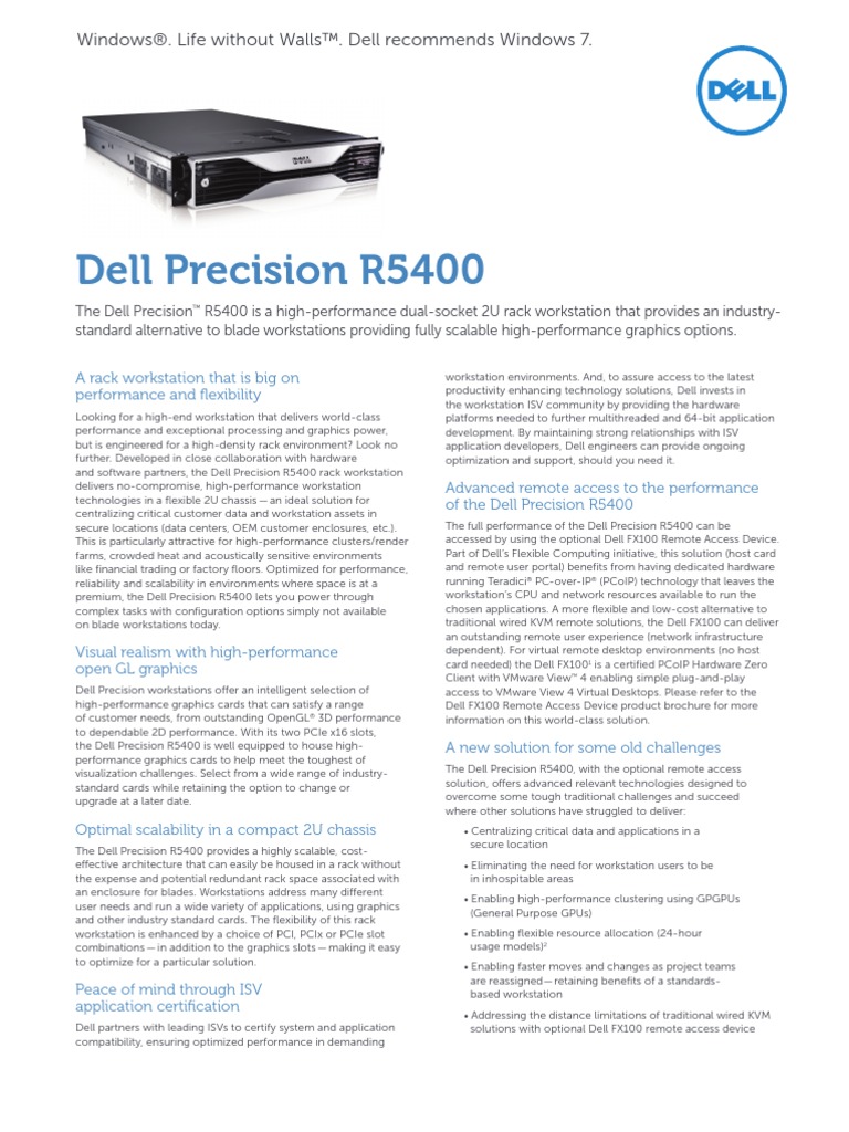 Dell Precision R5400 Server Spec Sheet | PDF | Workstation | Graphics ...