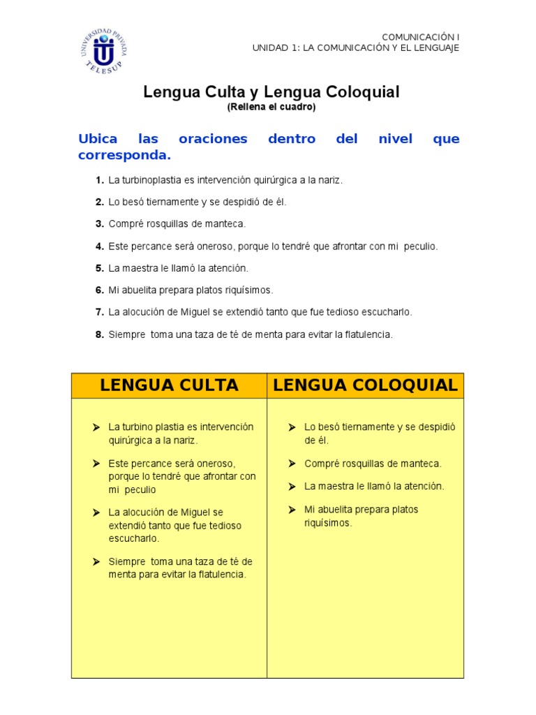 Lengua Culta y Lengua Coloquial-1 (Recuperado) | PDF | Salud y bienestar