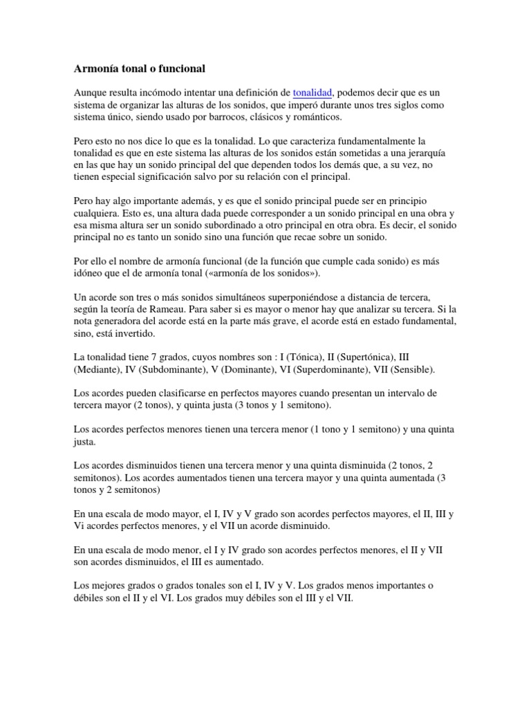 Armonía Tonal o Funcional | PDF | Armonía | Acorde (Música)