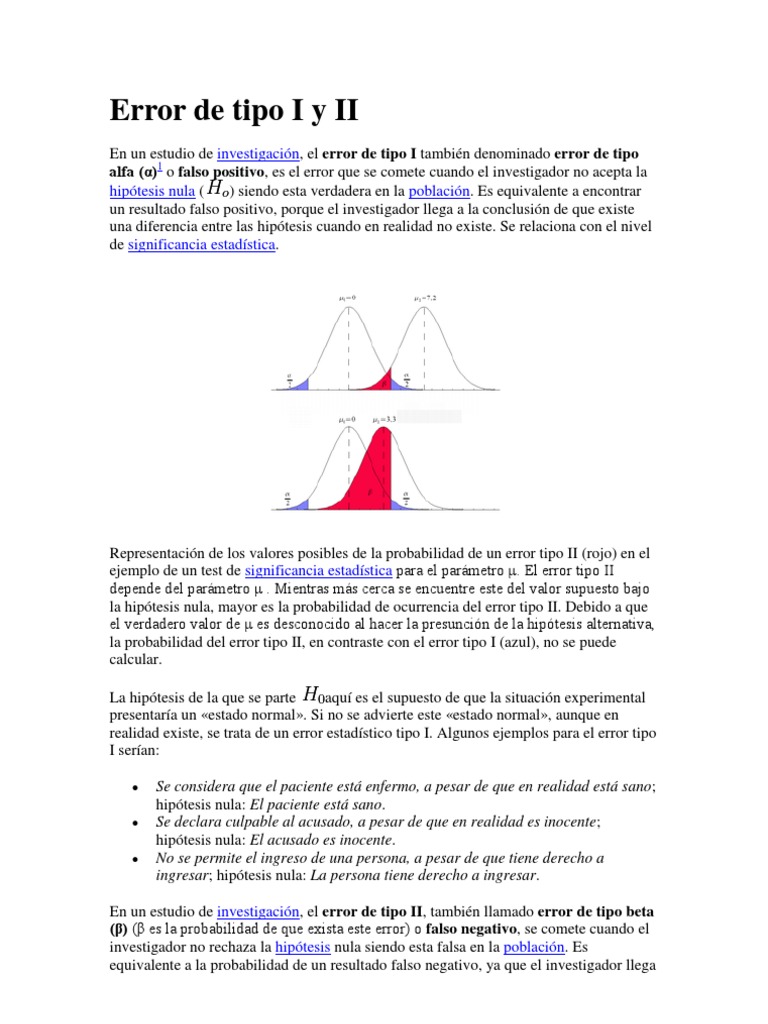 4.6 Error de Tipo I y II | Errores tipo I y tipo Ii | Probabilidades y ...