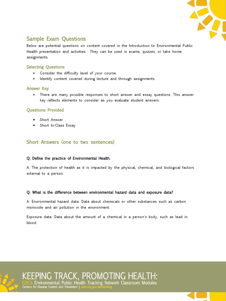 Sample Exam Questions - Part One | PDF | Air Pollution | Risk