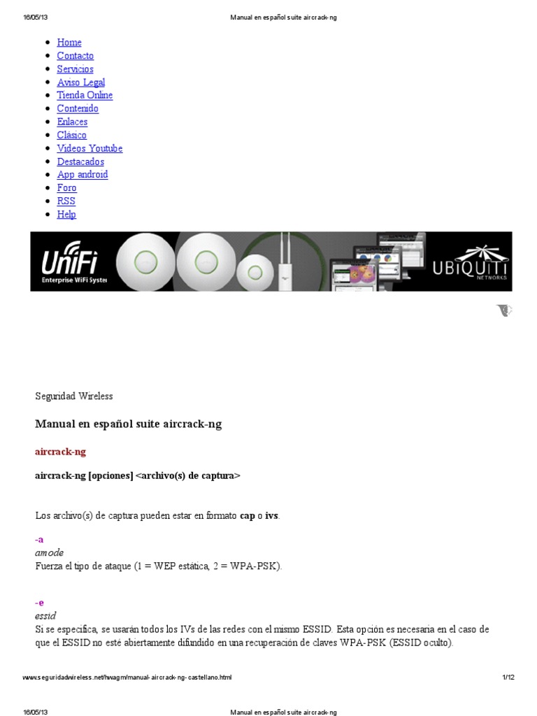 Manual en español suite aircrack-ng | PDF | Punto de acceso inalámbrico ...