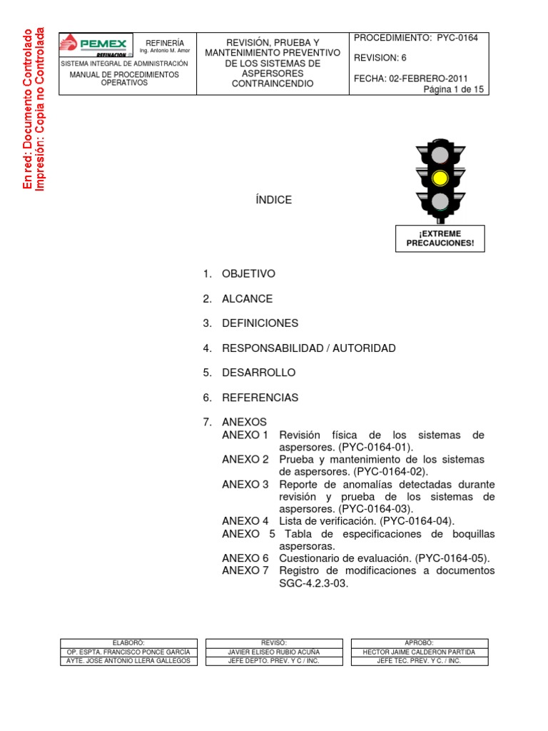 Pyc-0164 Revisión Prueba y Mantto Preventivo de Los Sistemas de ...