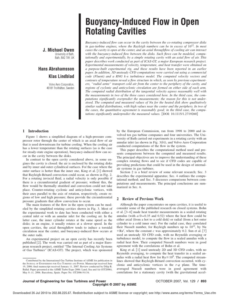 Buoyancy-Induced Flow in Open Rotating Cavities | PDF | Vortices ...
