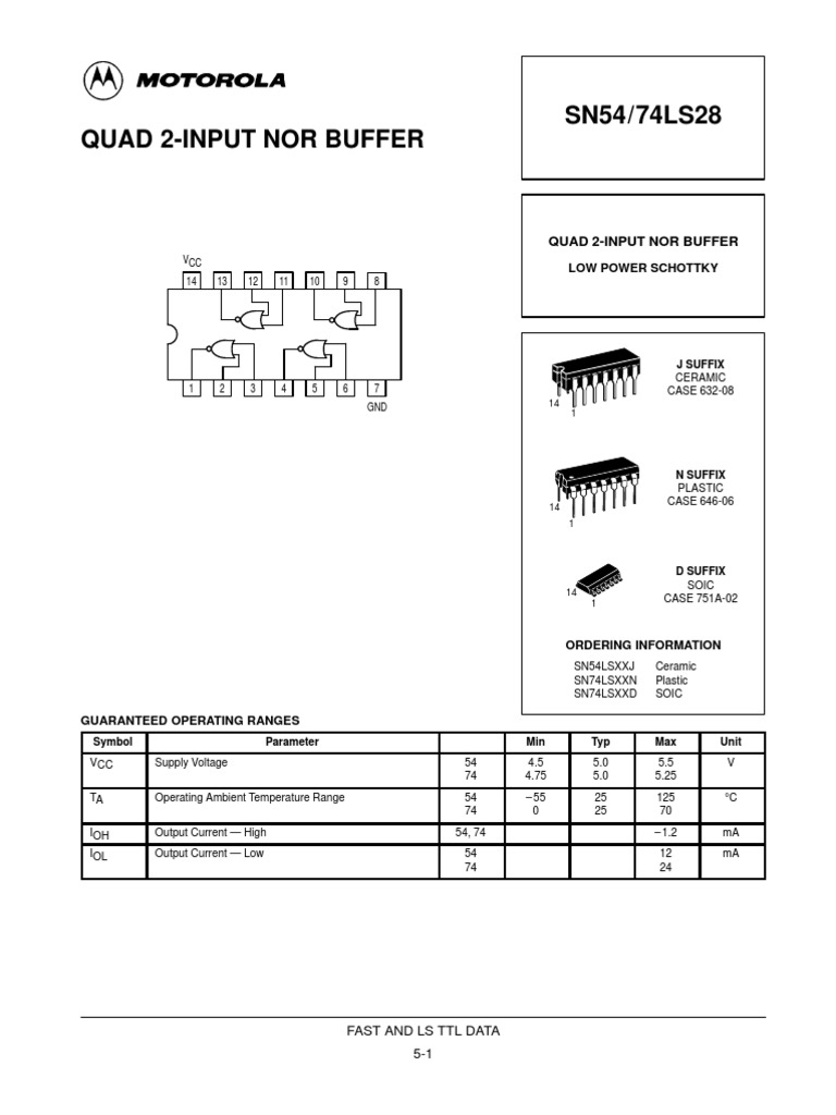 Quad 2-Input NOR Buffer Specs | PDF | Technology & Engineering