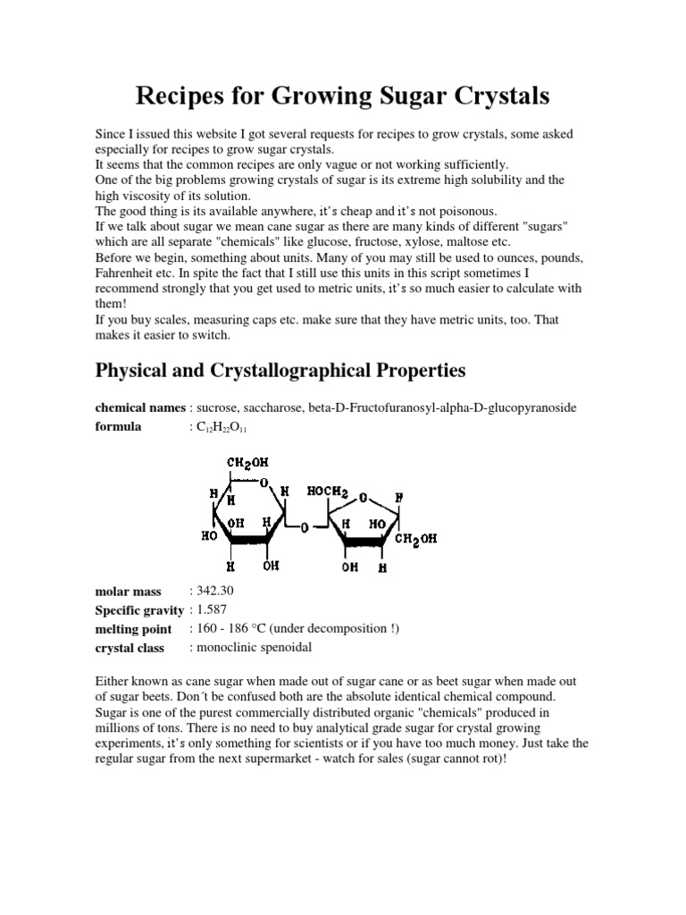 Recipes for Growing Sugar Crystals | Applied And Interdisciplinary ...