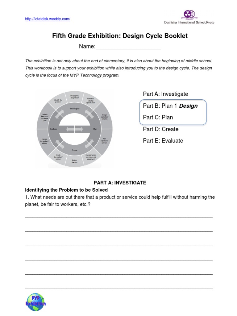 MYP Design Cycle Booklet in Support of The PYP Exhibition | PDF ...