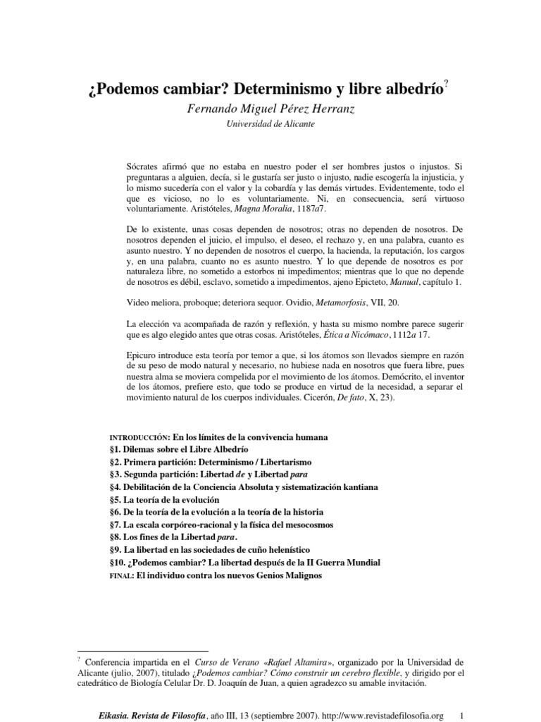 Determinismo y Libre Albedrío | PDF