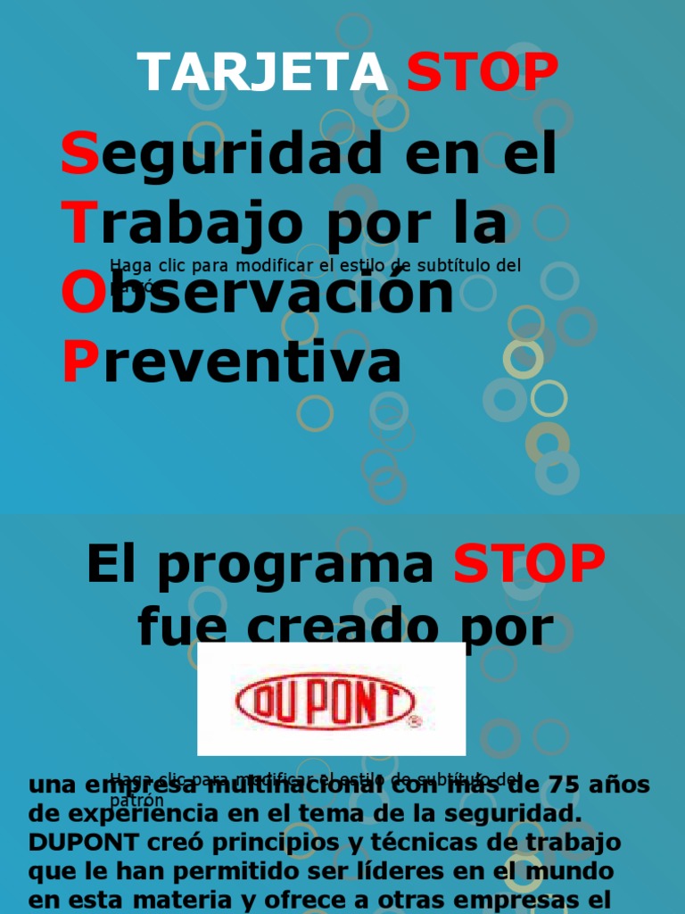 Programa STOP de Seguridad Laboral | PDF | Estadísticas | Riesgo