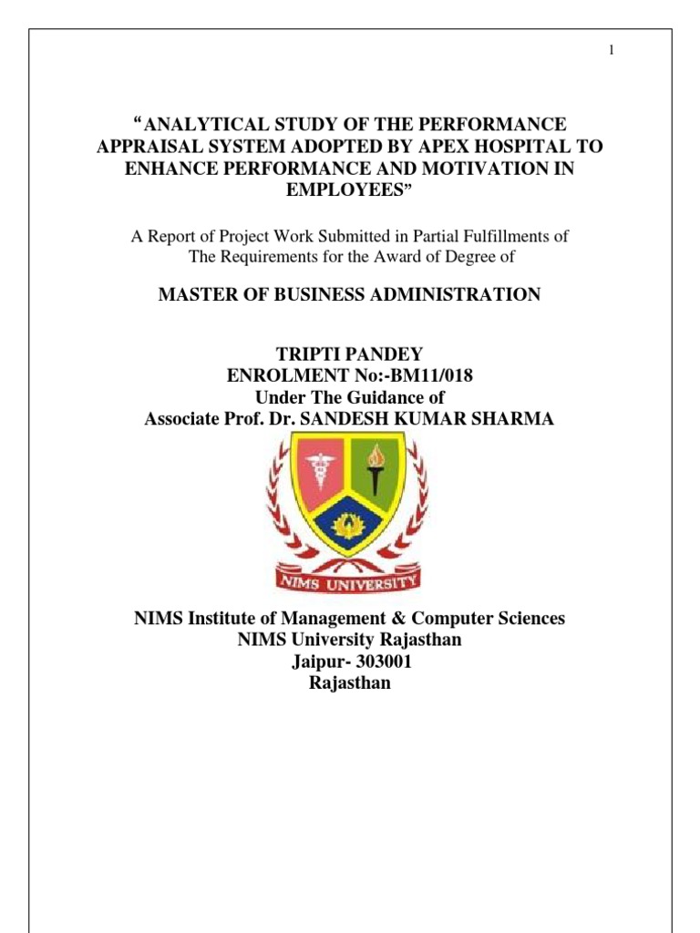 Final TRIPTI PANDEY Project File | PDF | Performance Appraisal | Behavioural Sciences