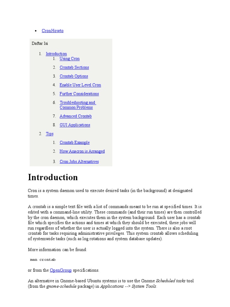 Cron Howto | PDF | Unix Software | Computer Programming