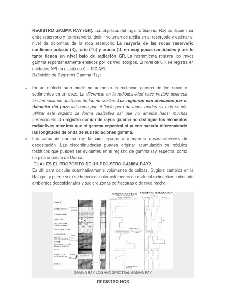 GAMMA RAY LOG AND SPECTRAL GAMMA RAY REGISTRO | PDF | Rayo gamma ...