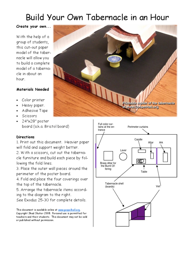 Sunday School Lesson Activity 219 Moses Builds A Tablernacle in The ...
