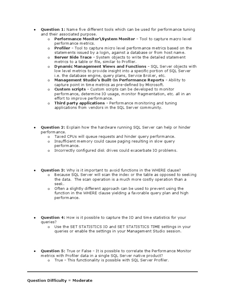 SQL Performance Tuning Document | PDF | Microsoft Sql Server | Databases