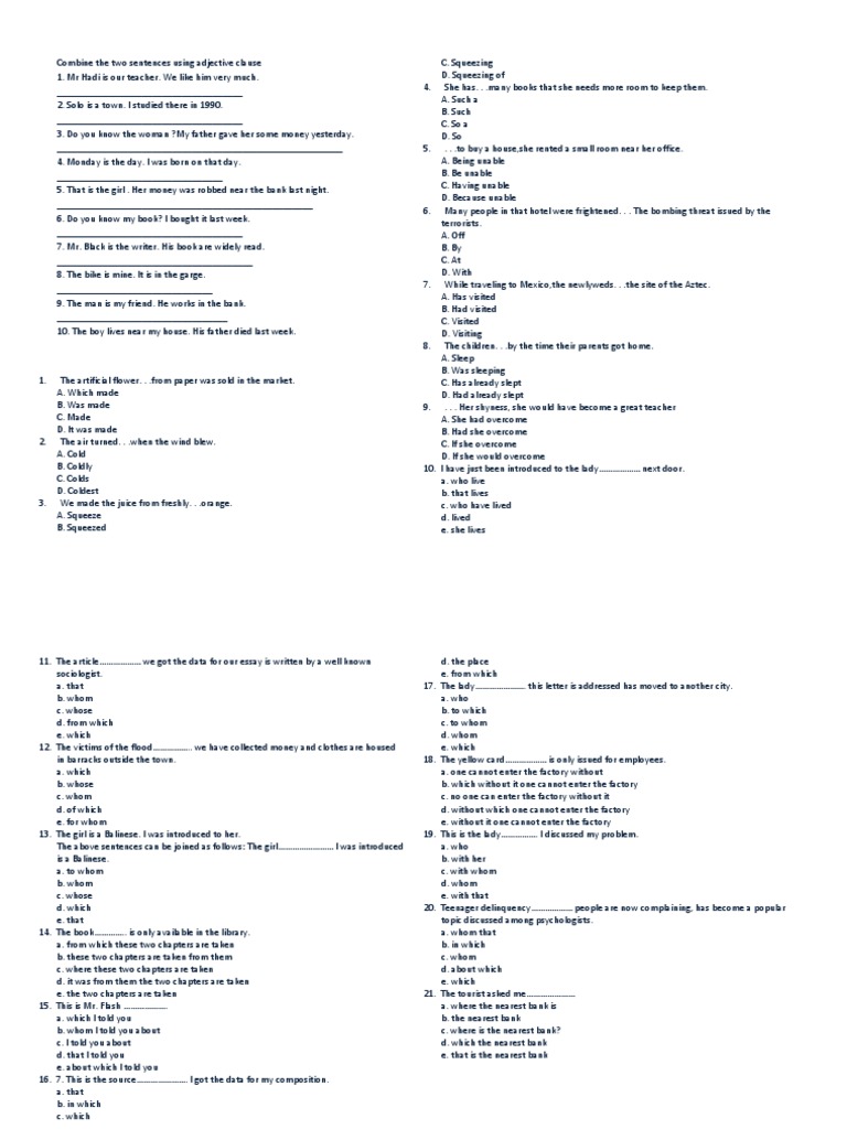 Lat Soal Adjective Clause | PDF | Violence