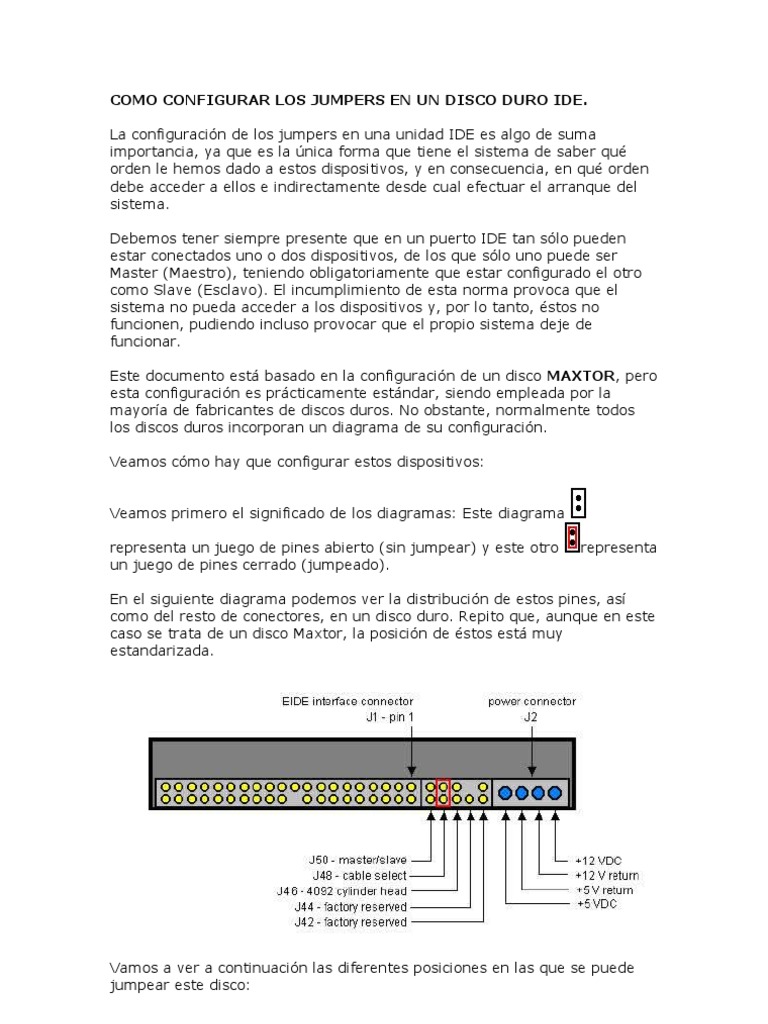 Como Configurar Los Jumpers en Un Disco Duro Ide | Disco duro ...