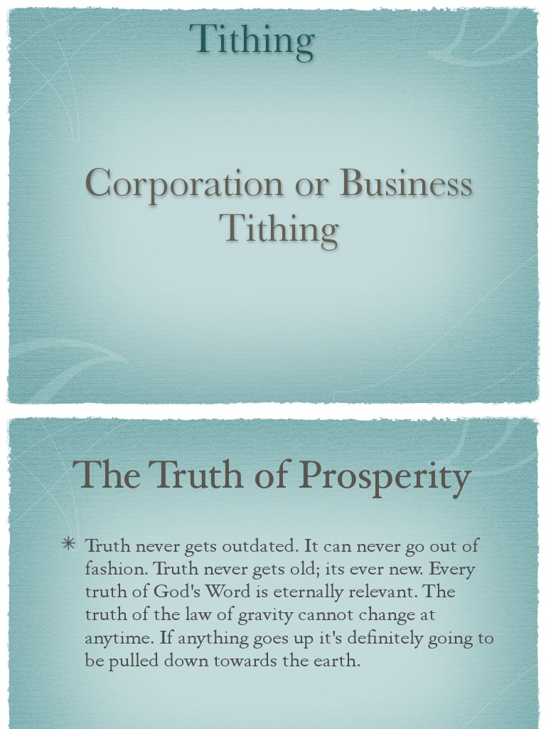 Tithing: Corporation or Business Tithing | Download Free PDF | Tithe | Abraham