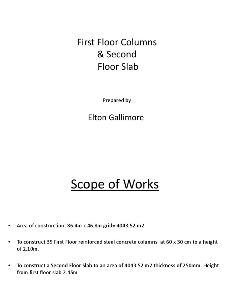 First Floor Columns and Second Floor Slab | PDF | Column | Concrete