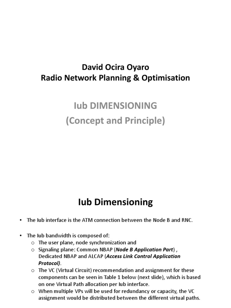 Iub Dimensioning: Calculating Bandwidth Requirements for the Interface ...