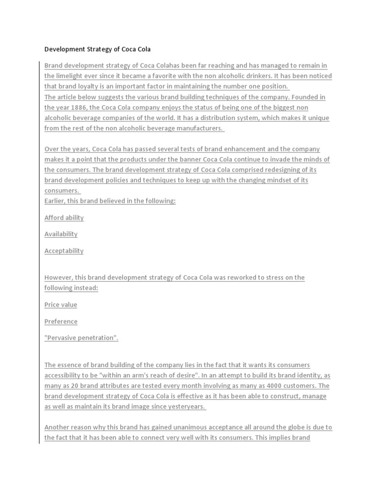 Development Strategy of Coca Cola | PDF
