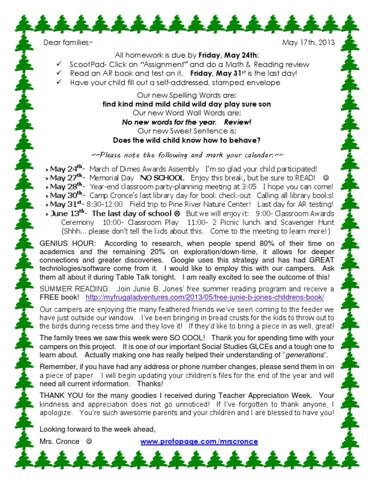 Parent Letter 5/17 | PDF | Teachers | Further Education