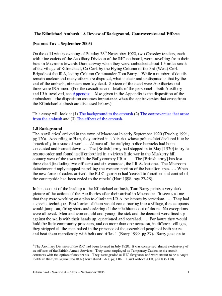 The Kilmichael Ambush | PDF | Irish Republicanism | Irish War Of ...