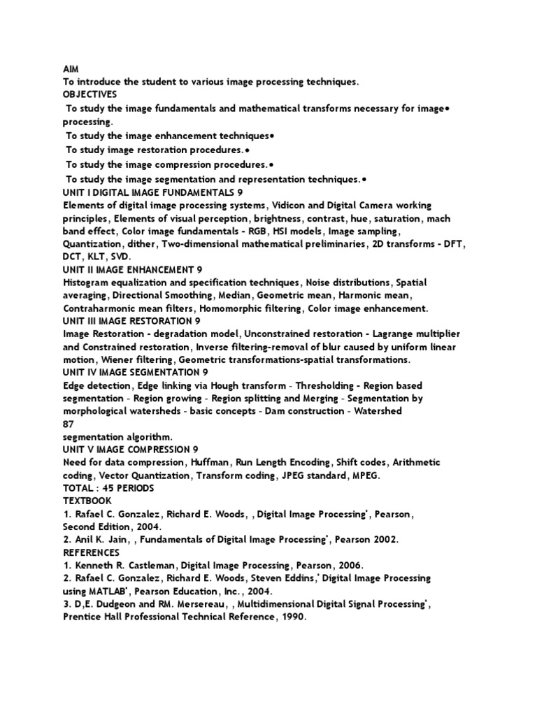 DIP Syllabus | PDF | Digital Image | Image DIP Syllabus | PDF | Digital Image | Image