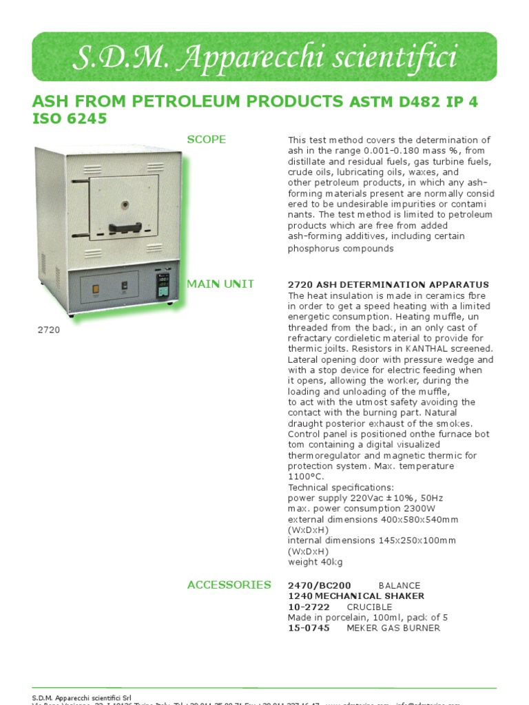 Ash From Petroleum Products: Astm D482 Ip 4 ISO 6245 | PDF