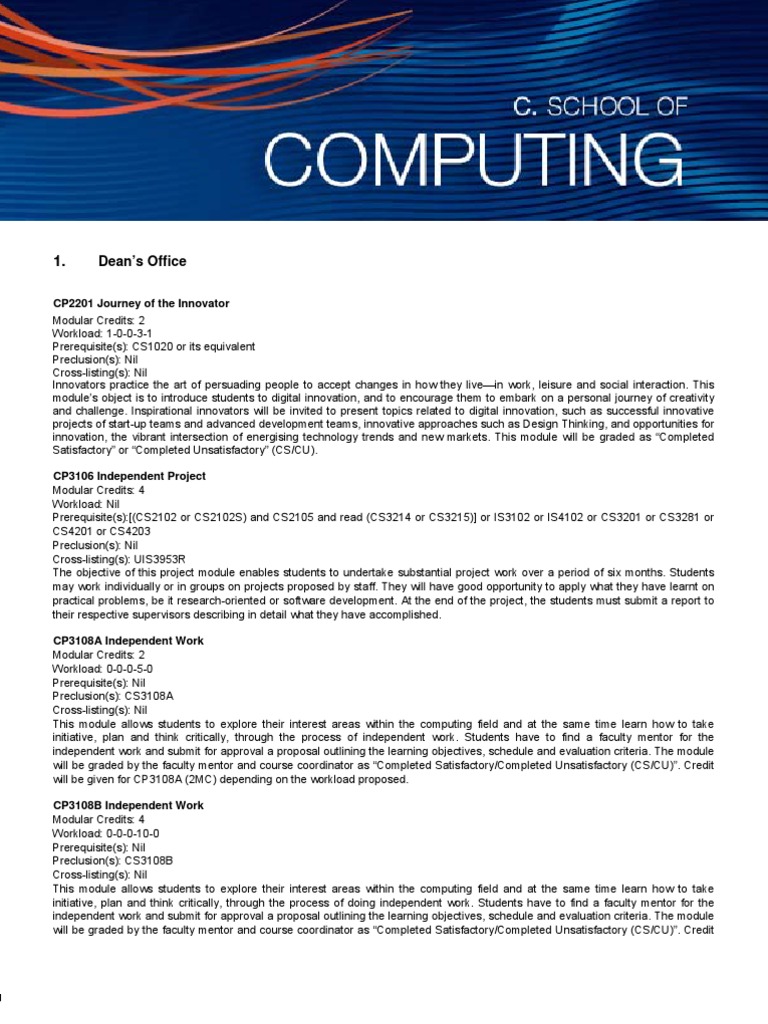 NUS SoC Module Desc | PDF | Parallel Computing | Thesis