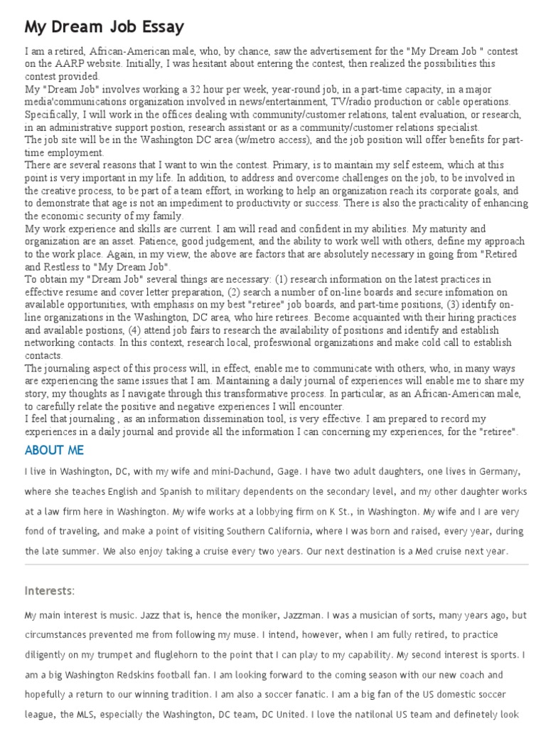 My Dream Job Essay | PDF | Disc Jockey | Extraversion And Introversion