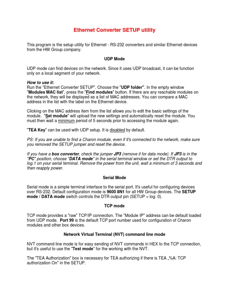 Hercules - Ethernet Converter SETUP Utility | PDF | Transmission ...
