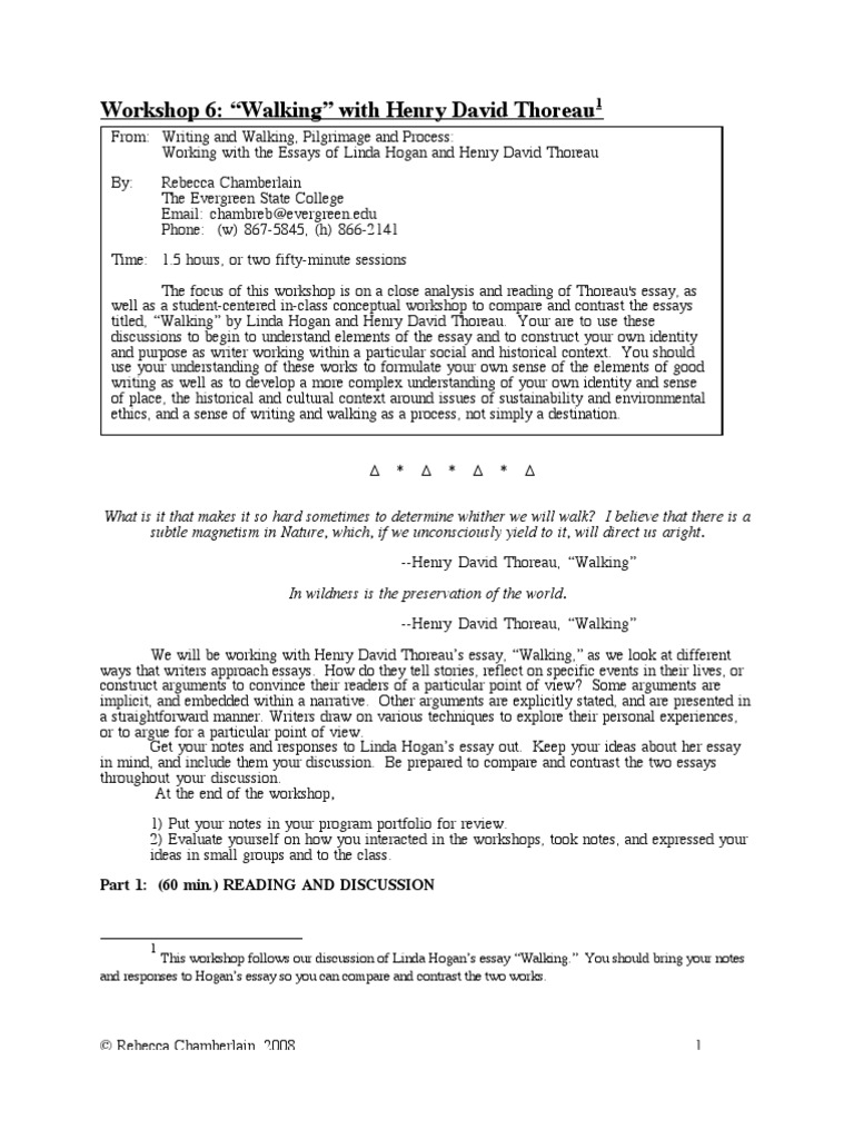 ELP S 6 Writing Walking Thoreau | PDF | Henry David Thoreau | Essays