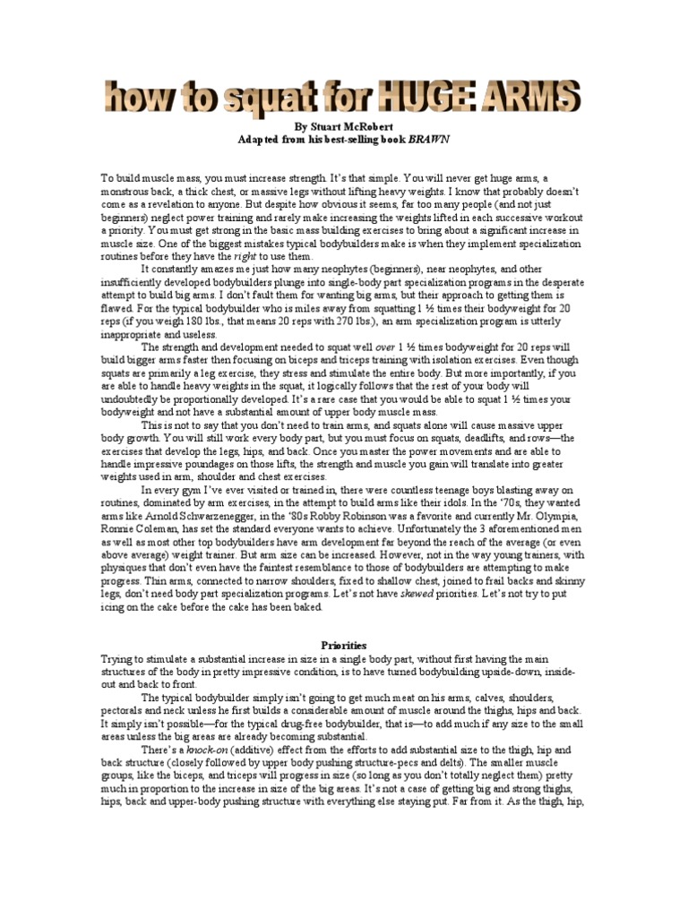 Stuart McRobert - How To Squat For Huge Arms | PDF | Arm | Physical ...