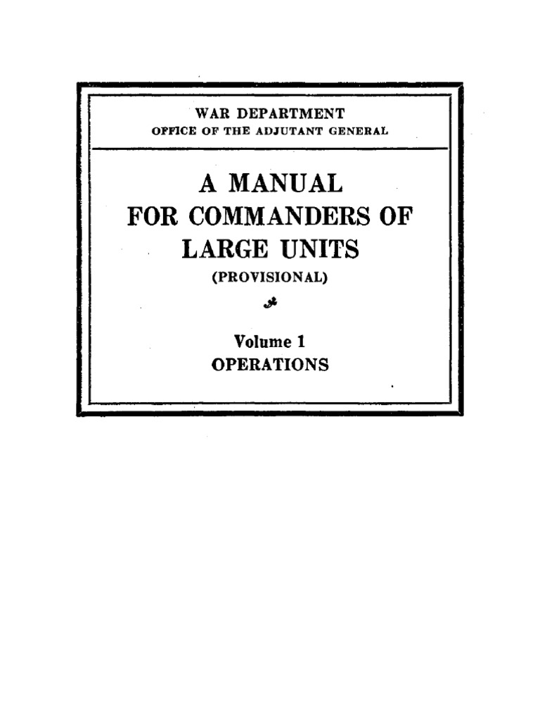 Manual for Large Unit Commanders | PDF | Maneuver Warfare | Division ...