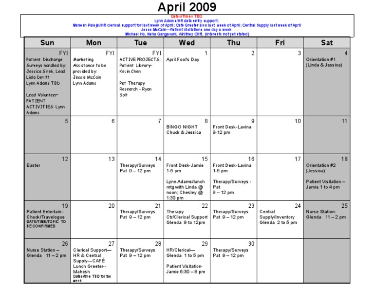 April Calendar Template | PDF