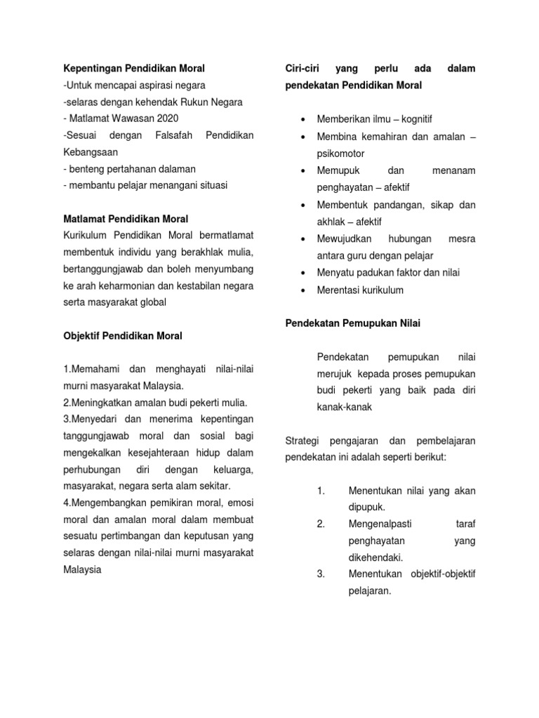 Kepentingan Pendidikan Moral | PDF