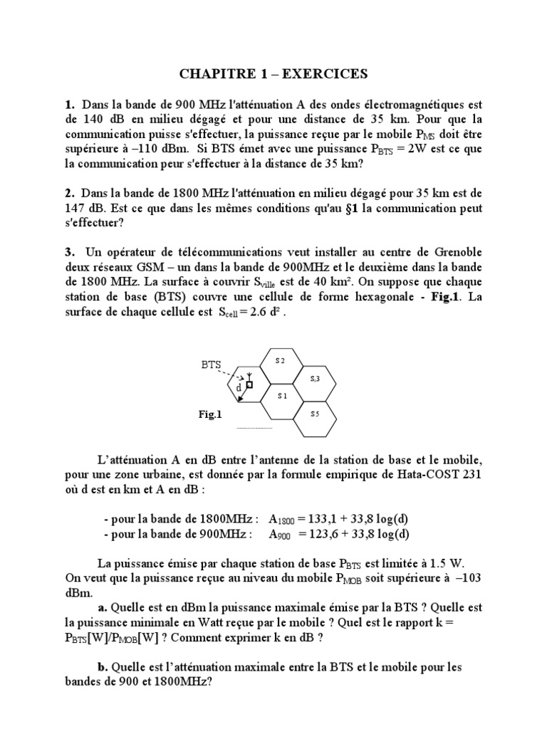 Exercices Chap1 | PDF | Atténuation | Antenne (Radio)