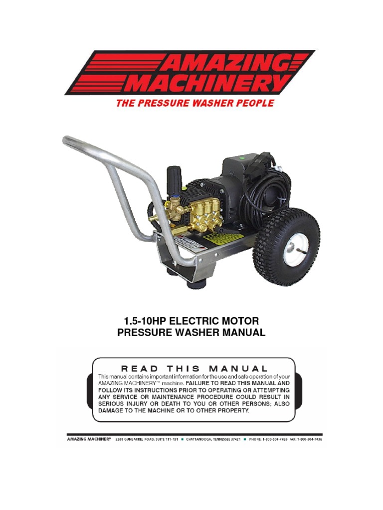 Cold Electric Pressure Washer Manual | PDF | Washing Machine ...
