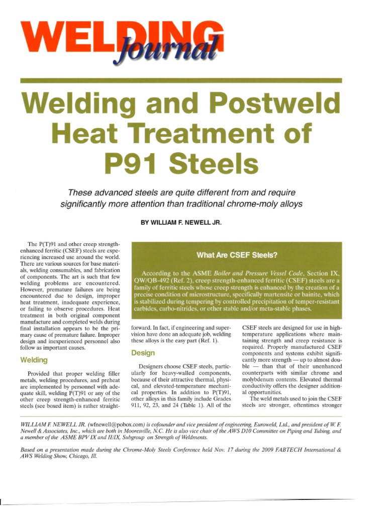 Welding & PWHT of P91 Steels