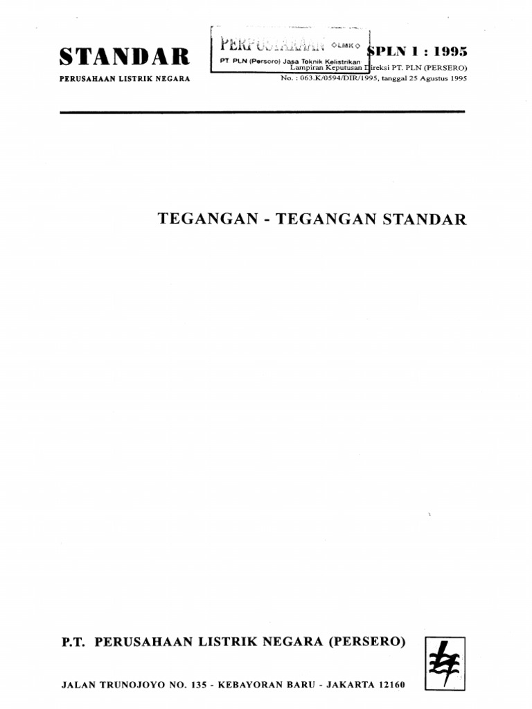 SPLN 1 1995 Tegangan Standar | PDF