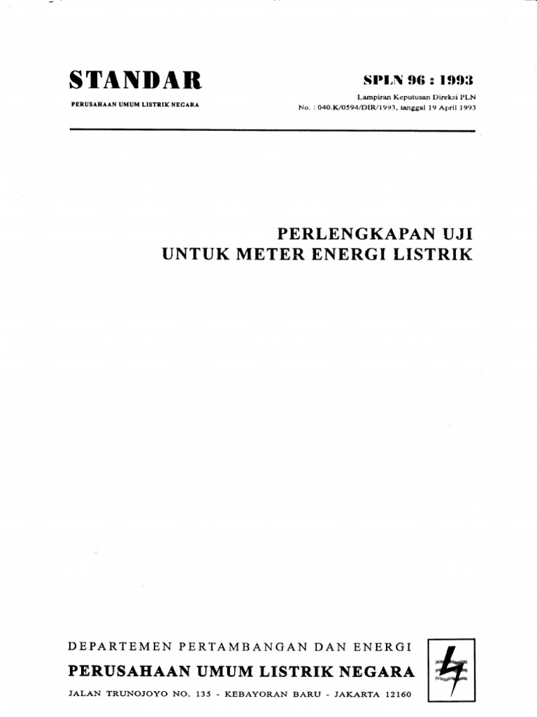 SPLN 96 - 1993 Uji KWH Meter | PDF