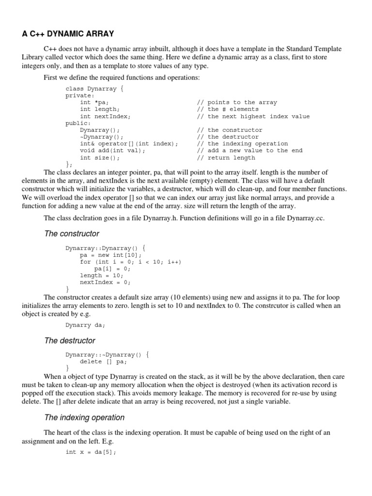 C Dynamicarray Array Data Type Constructor Object Oriented