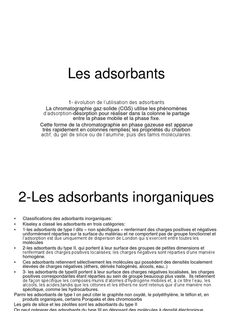 Adsorbants : Types et Applications en Chromatographie | PDF | Zéolithe ...