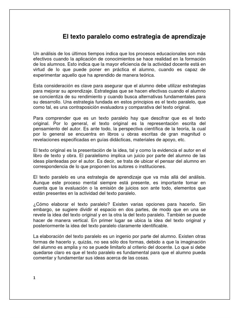 El Texto Paralelo-Qué Es | PDF | Autor | Aprendizaje