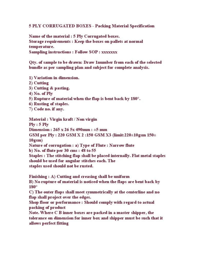 5 Ply Corrugated Boxes | PDF | Box | Mechanical Engineering