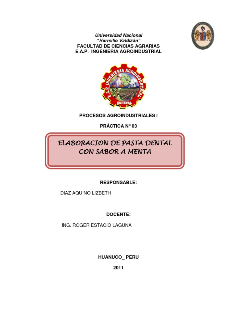 Elaboración de Pasta Dental de Menta | PDF | Diente humano | Cepillo de ...