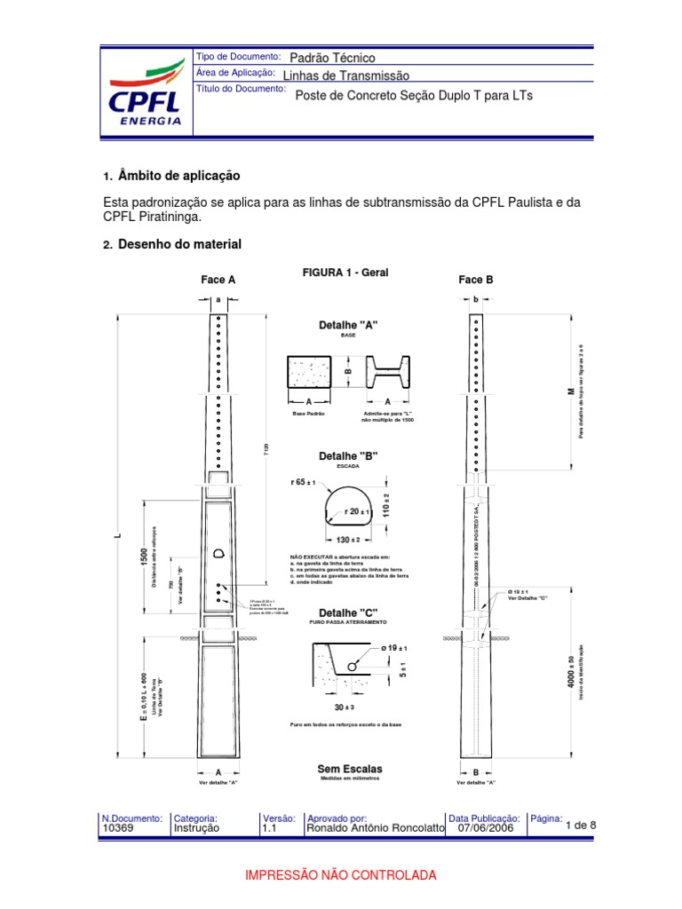 Poste de Concreto Seção Duplo T para LTs - GED 10369 - 07-06-2006 ...